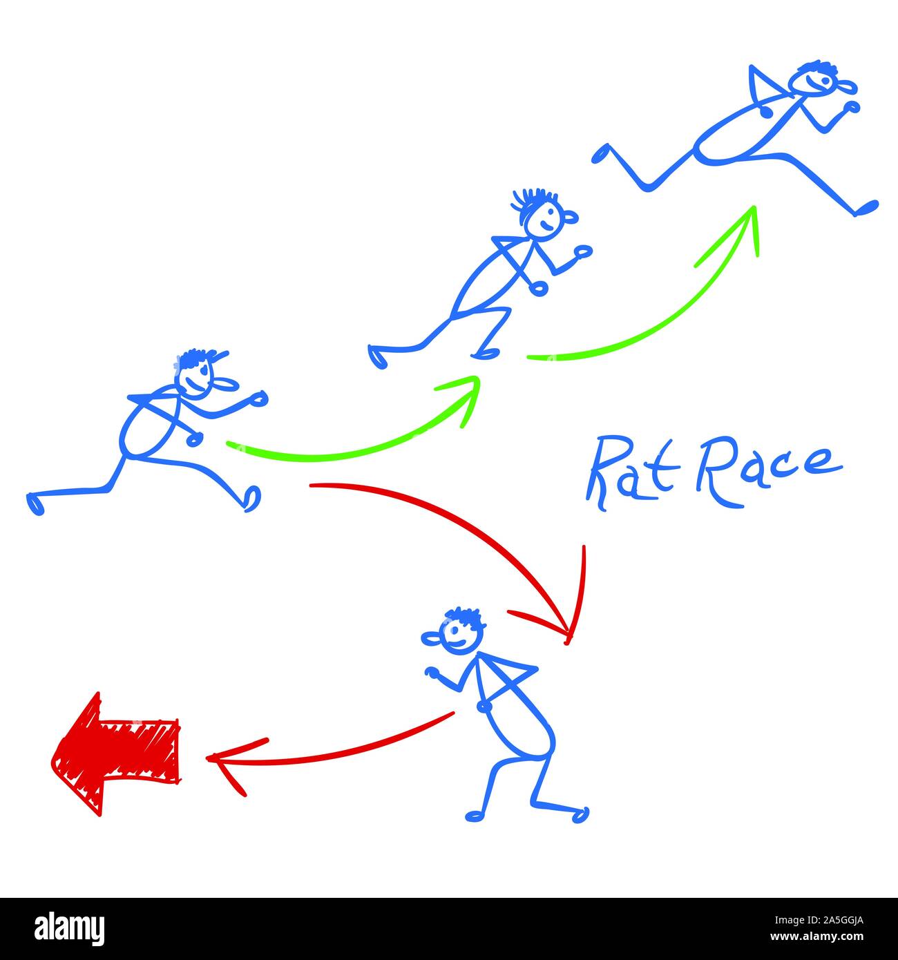 Sketch with people running right and wrong way Stock Vector Image & Art ...