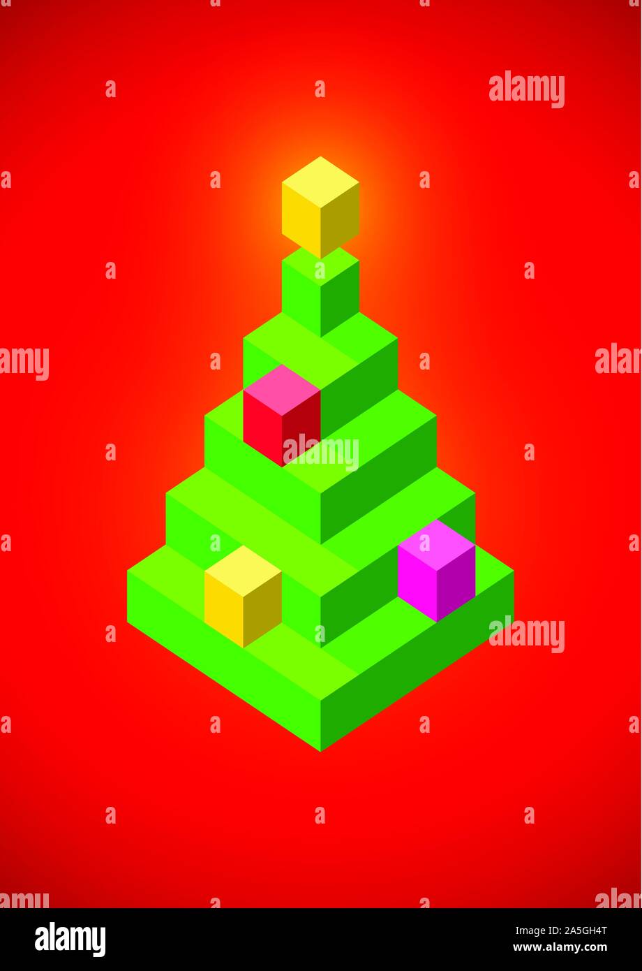 Christmas tree made of 3D pixels Stock Vector Image & Art - Alamy