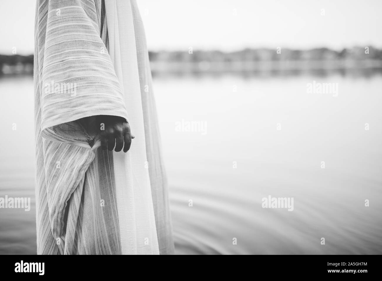 Closeup shot of a person wearing a biblical robe while standing in the ...