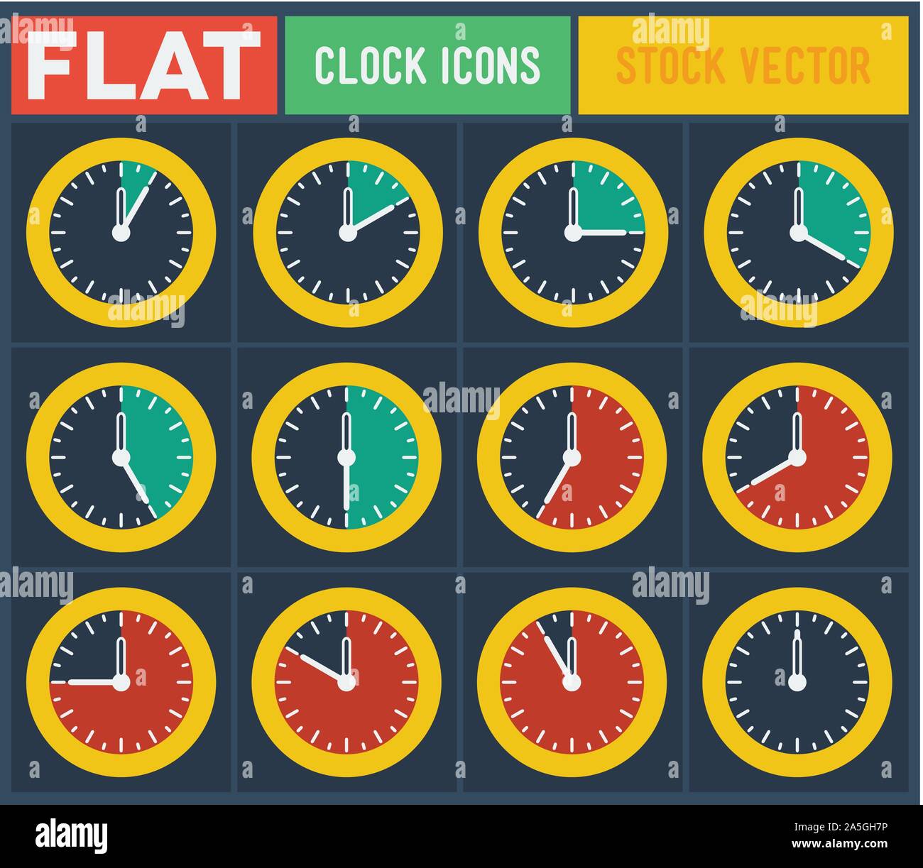 Set of vintage flat clocks Stock Vector Image & Art - Alamy
