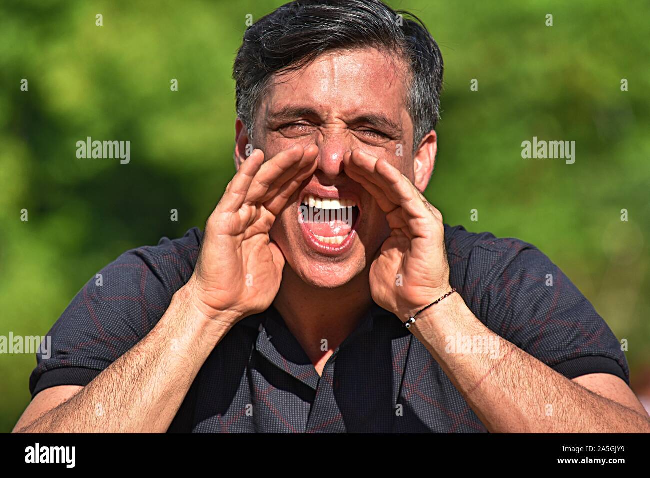 Handsome Male Shouting Stock Photo - Alamy