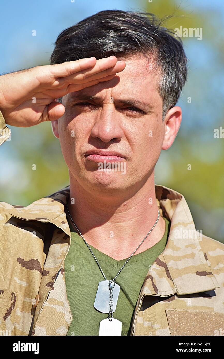 An Enlisted Male Soldier Saluting Stock Photo - Alamy