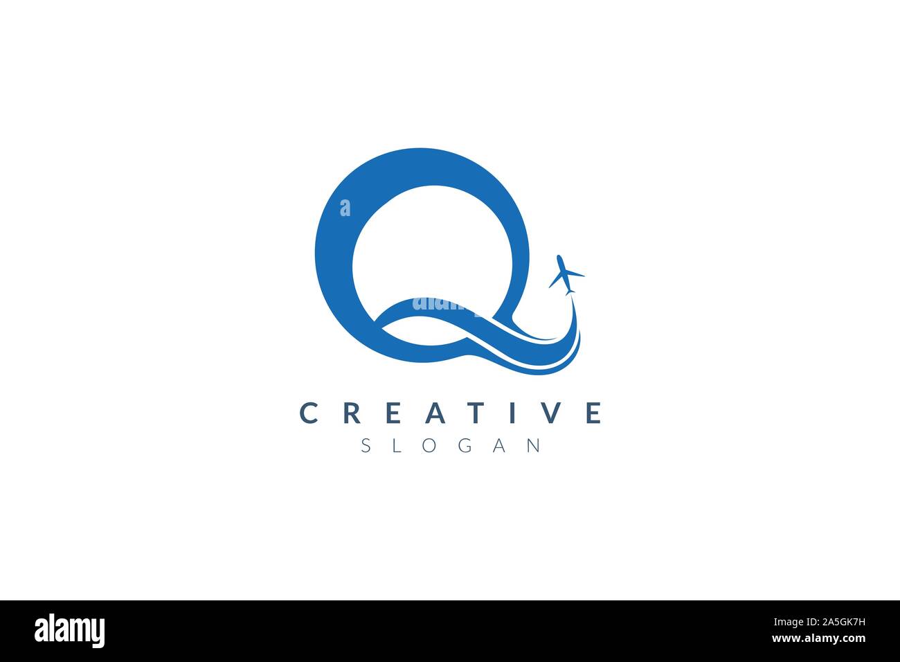 Design vector illustration of combined Q and plane shape. Minimalist ...