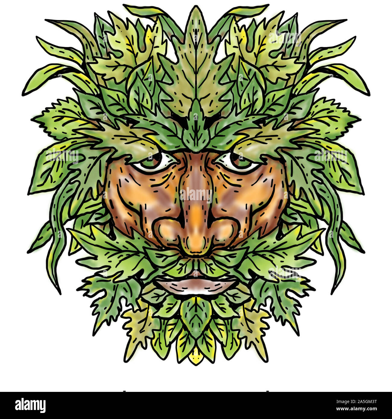 Foliate head line drawing hi-res stock photography and images - Alamy