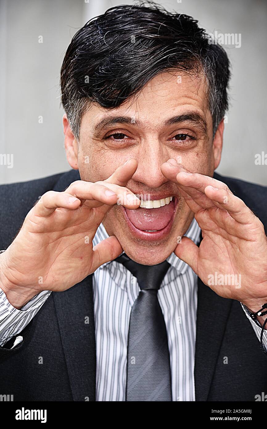 Business Man Yelling Stock Photo - Alamy