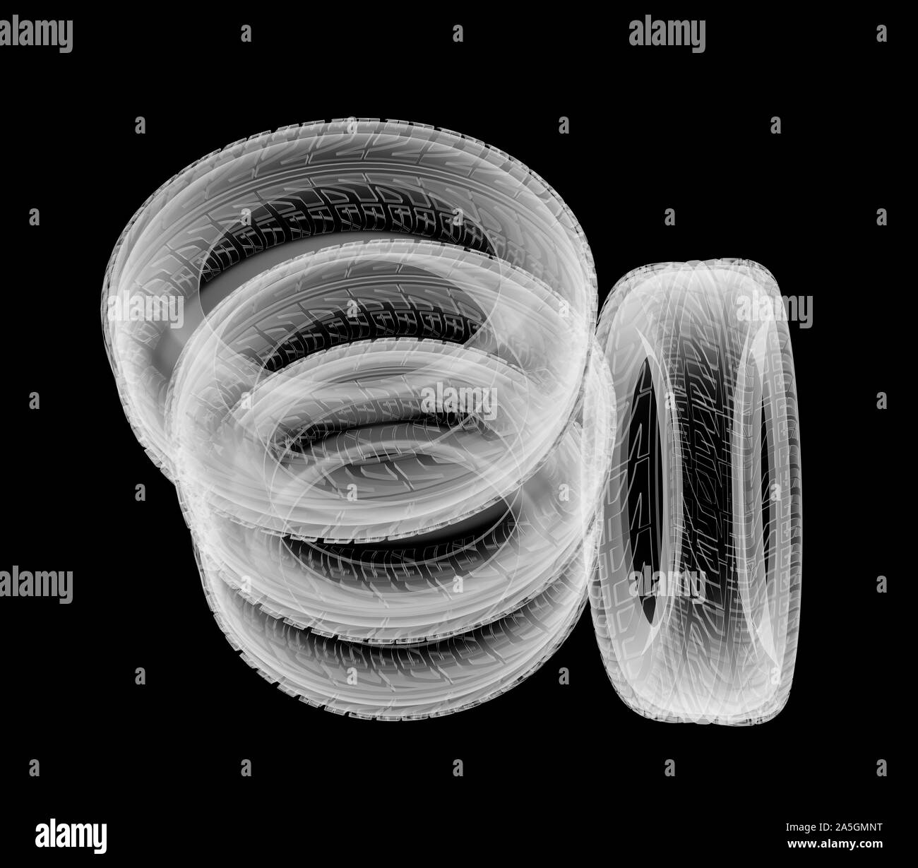 Car wheels X-Ray style. Isolated on black background. 3D illustration ...
