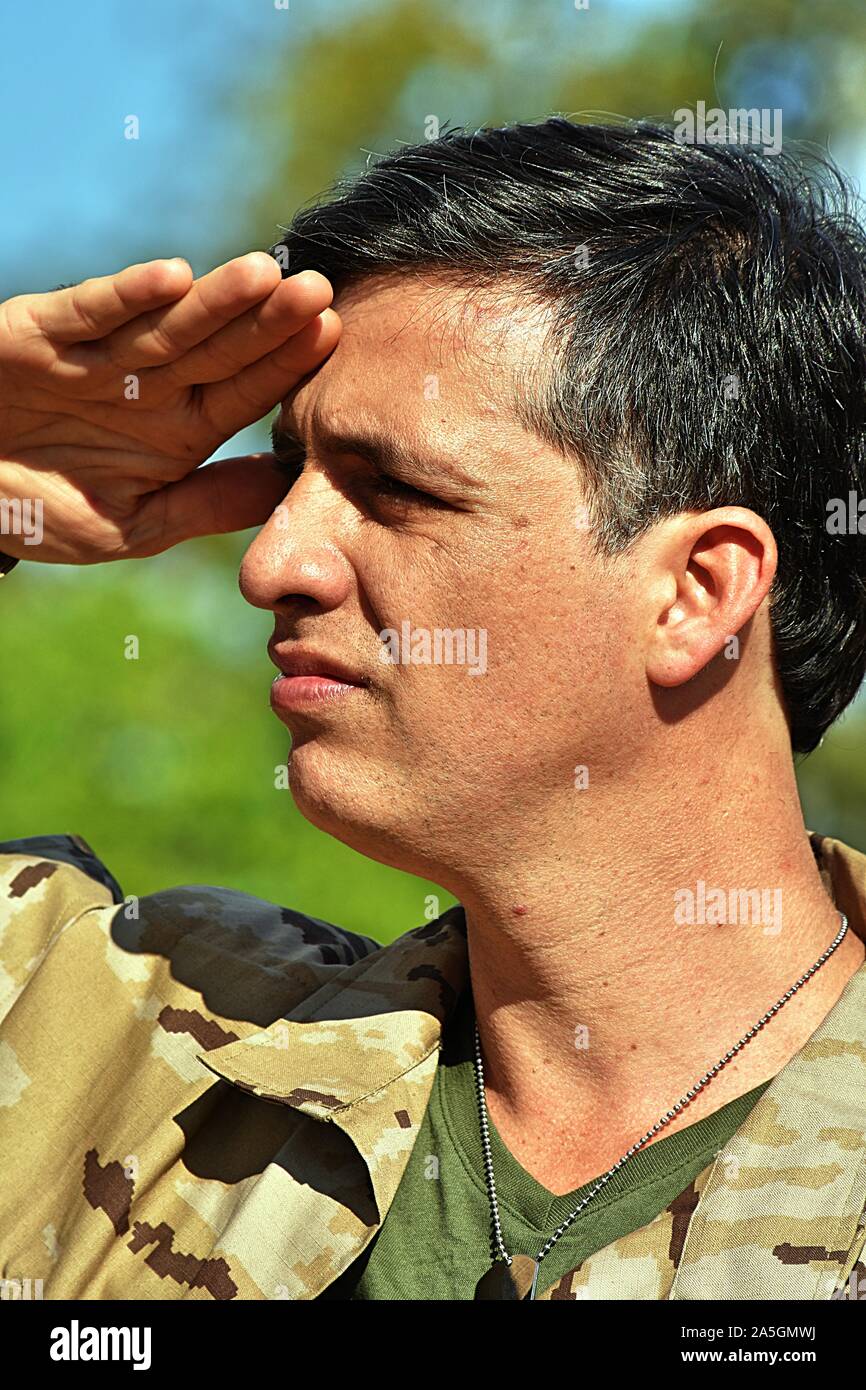 An Army Male Soldier Saluting Stock Photo - Alamy