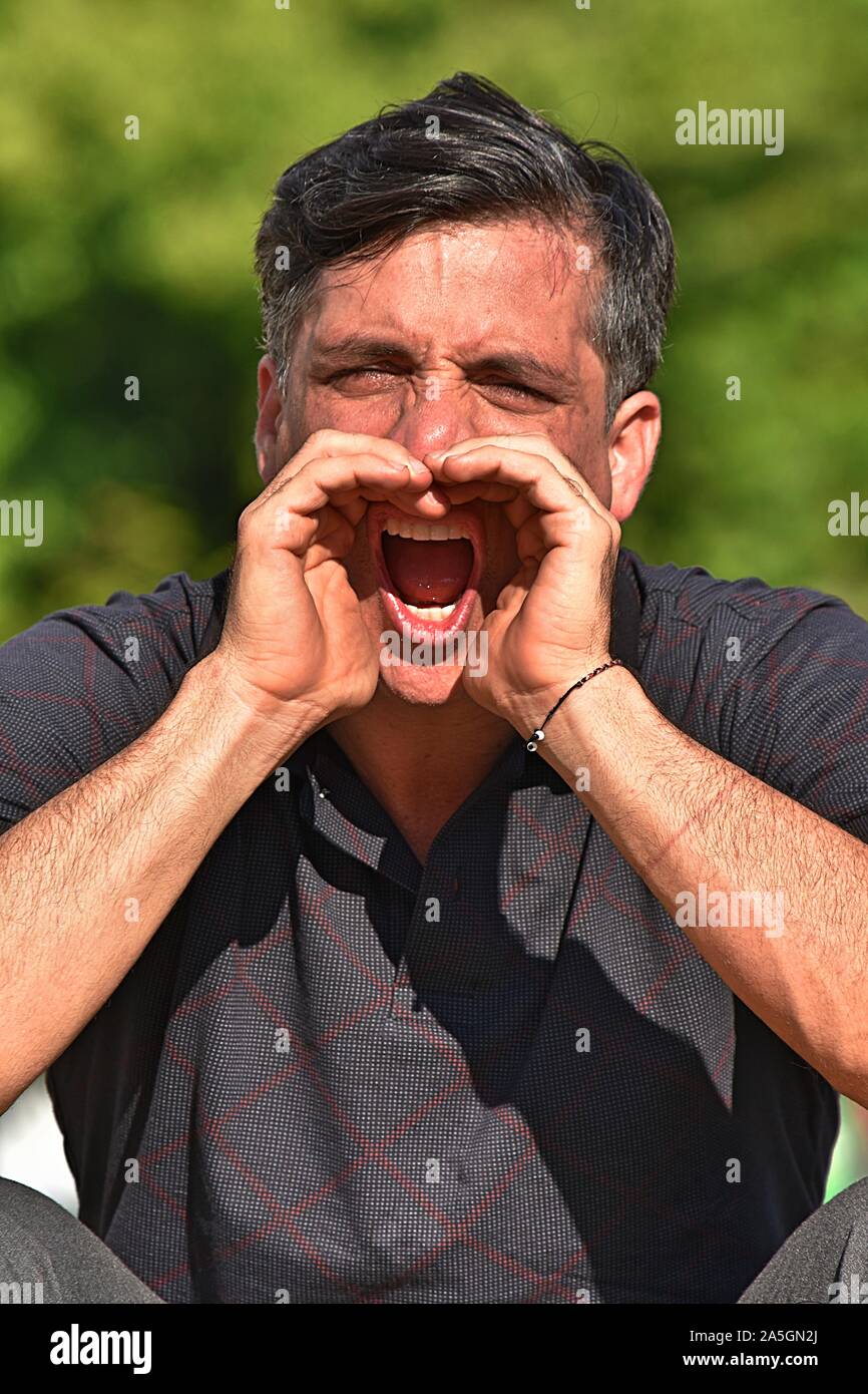 Middle Aged Male Shouting Stock Photo - Alamy
