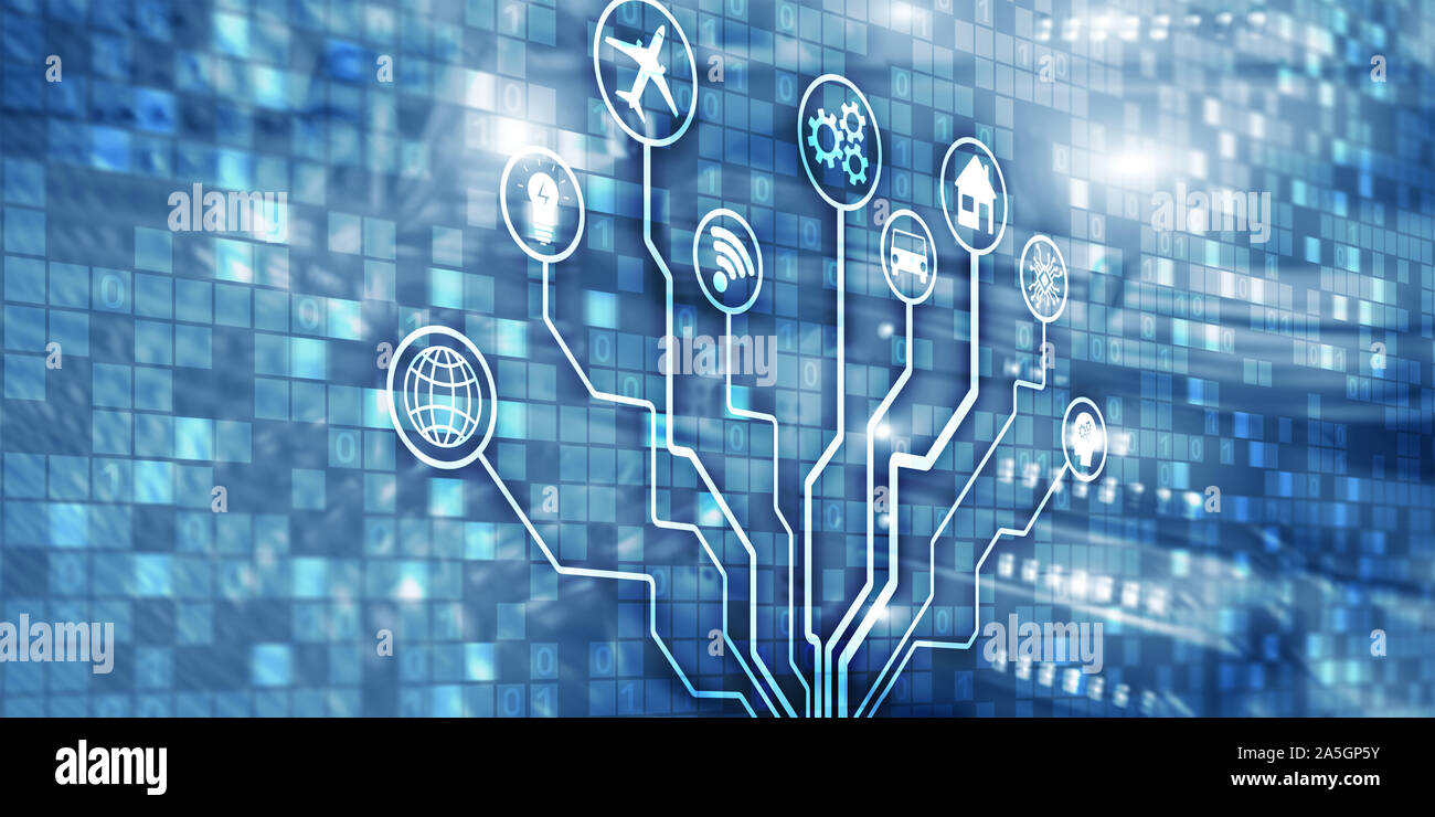 IOT. DIgitalization, Digital disruption background matrix information ...