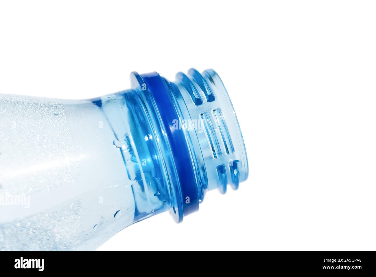 Plastic bottle neck close up on a white background Stock Photo - Alamy