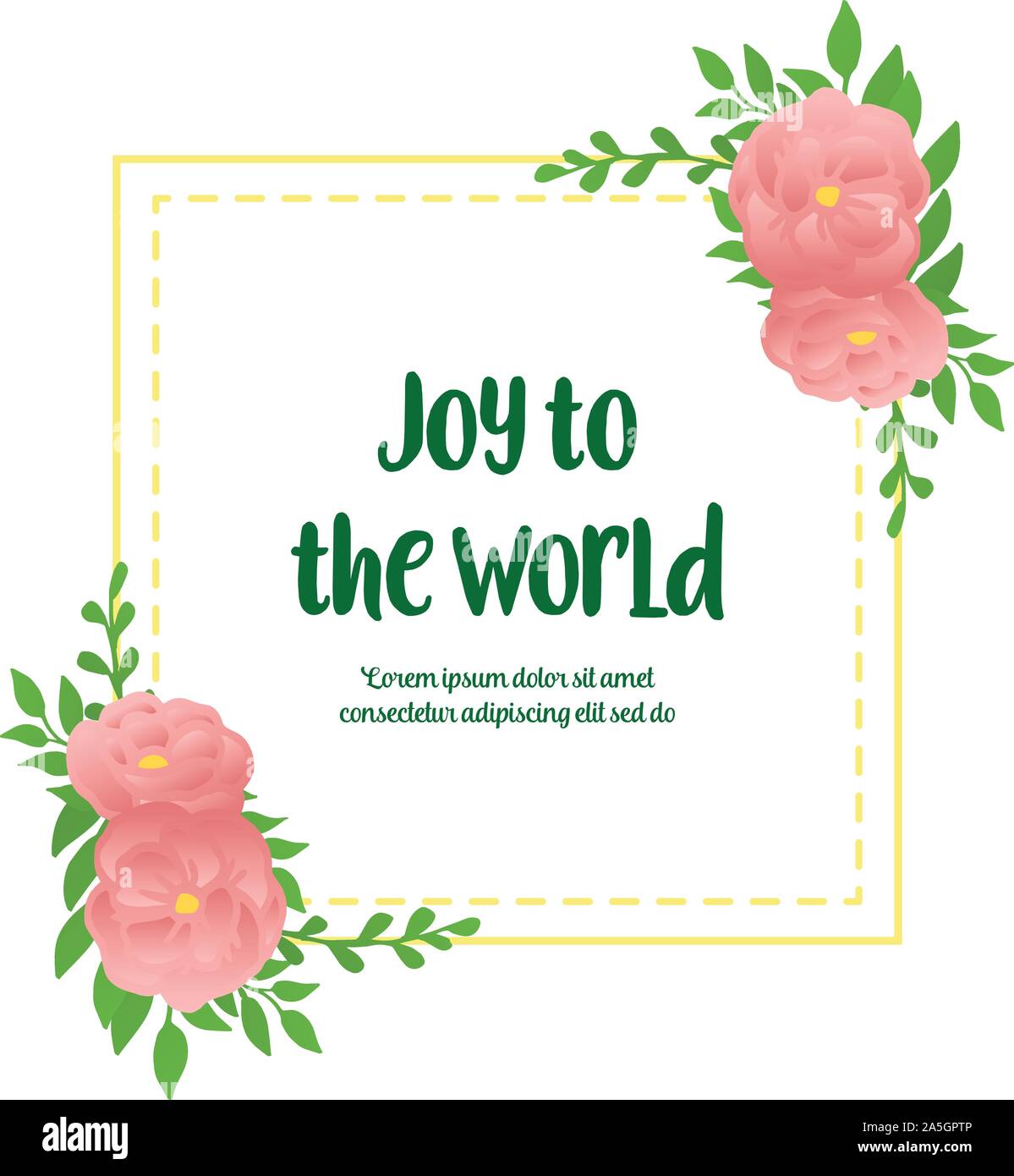 Banner or poster for joy to the world, with texture art of green leafy ...