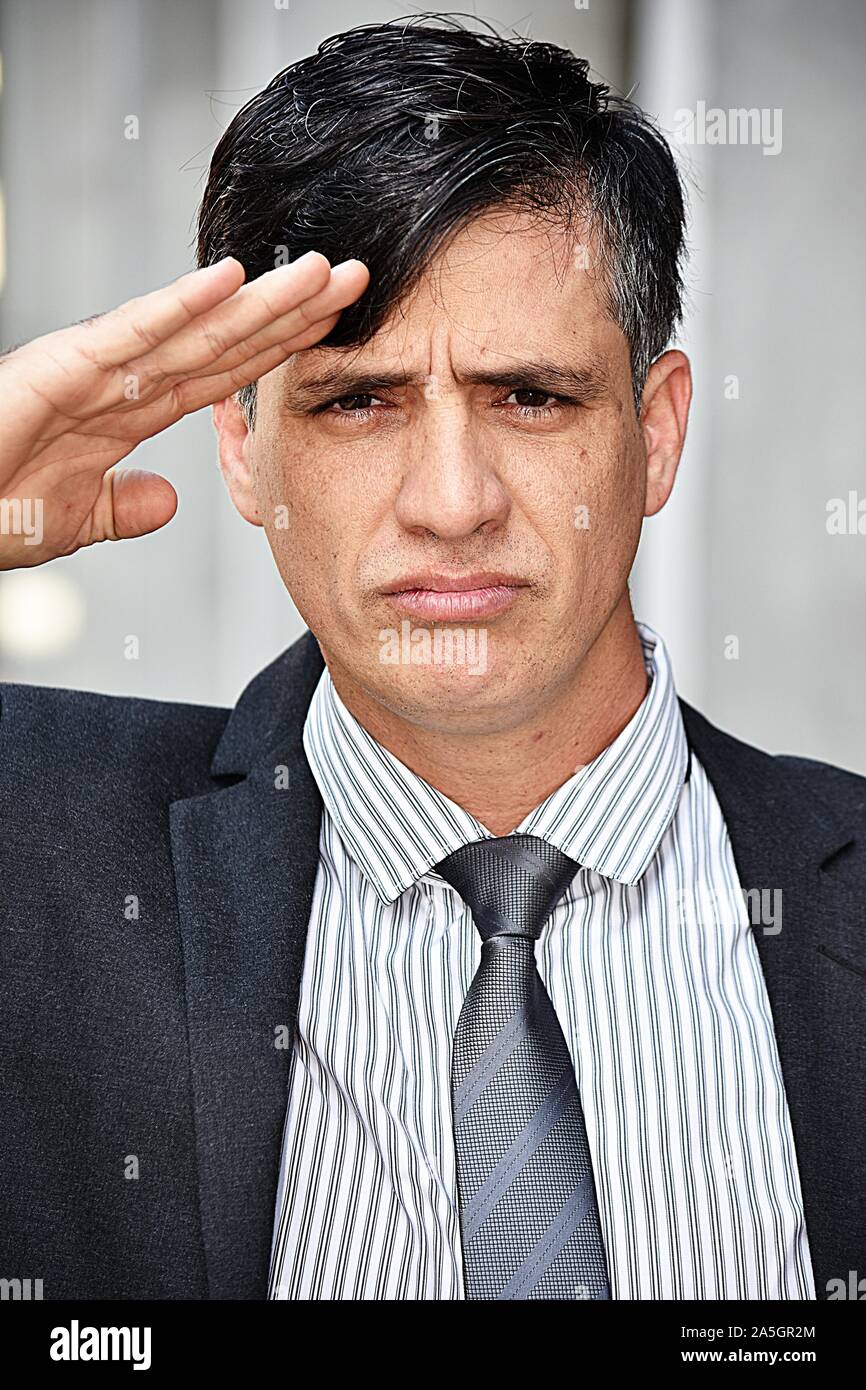 Diverse Business Man Saluting Wearing Suit And Tie Stock Photo - Alamy Diverse Business Man Saluting Wearing Suit And Tie Stock Photo - Alamy