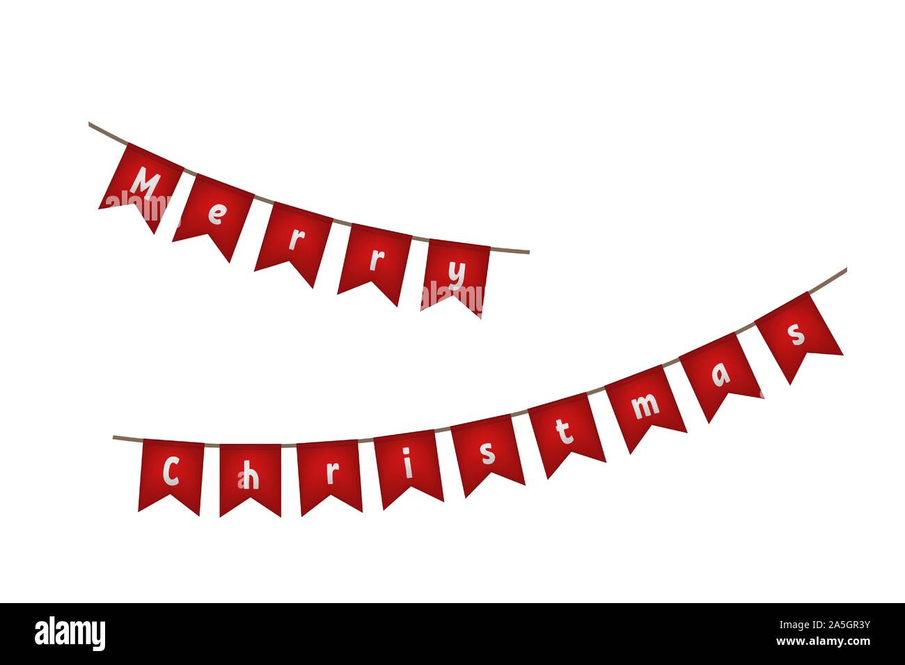 Merry Christmas. Flag red garland. Xmas decoration. Vector illustration ...