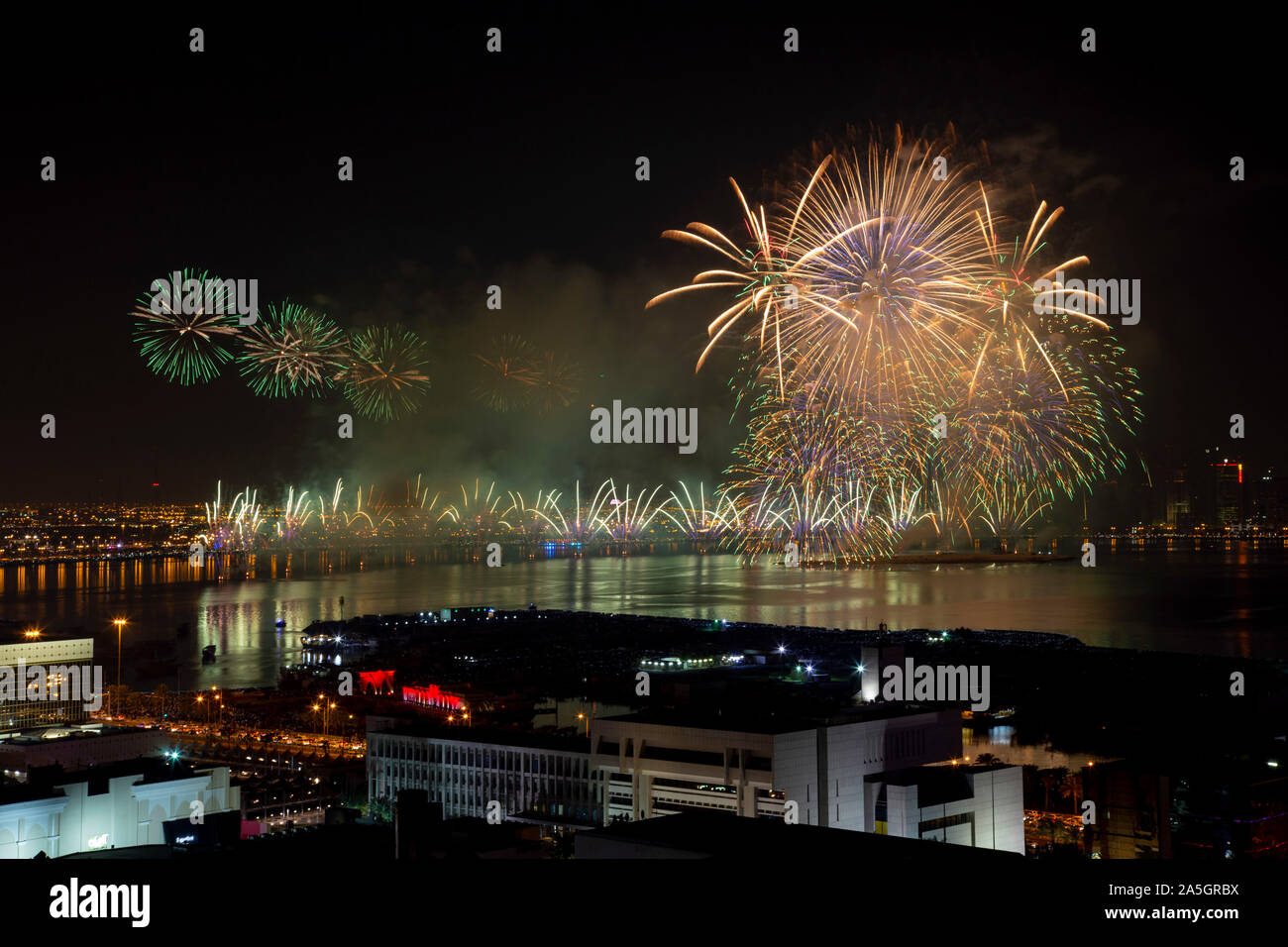 Qatar National Day Fireworks at Doha Corniche Stock Photo - Alamy