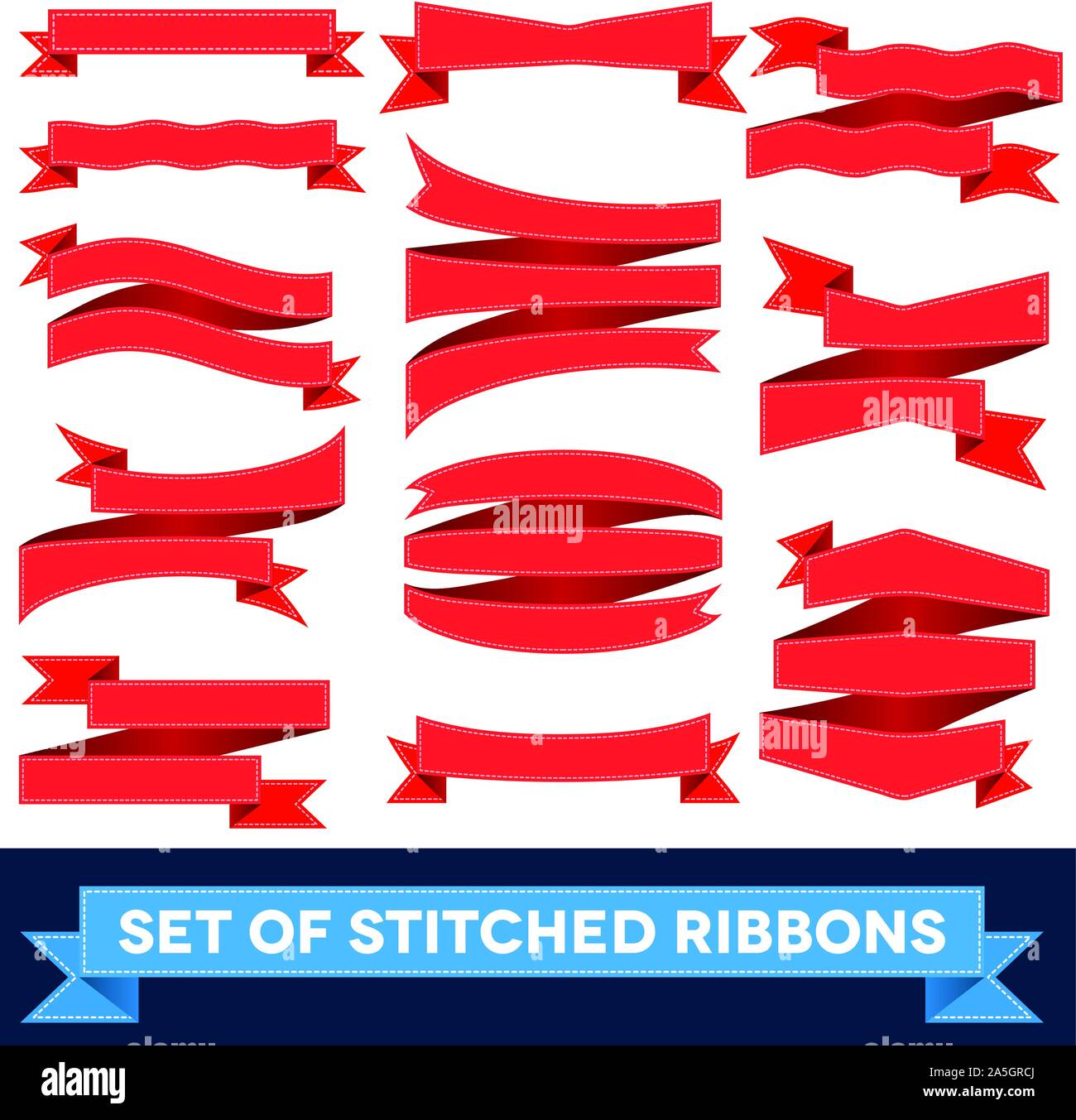 Set of bent ribbons with seam Stock Vector Image & Art - Alamy
