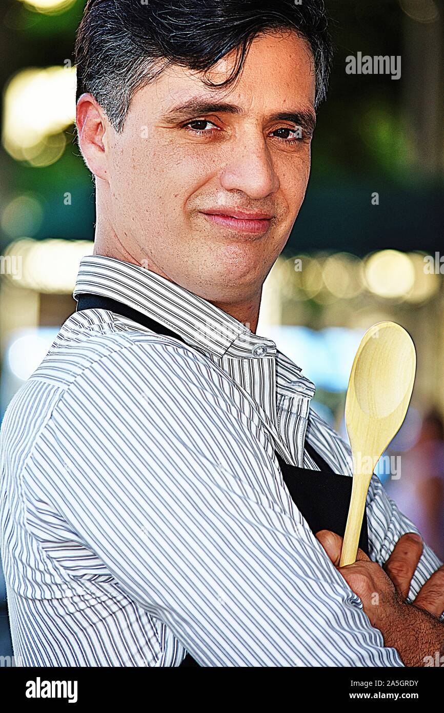 An Adult Male Chef Posing Stock Photo - Alamy