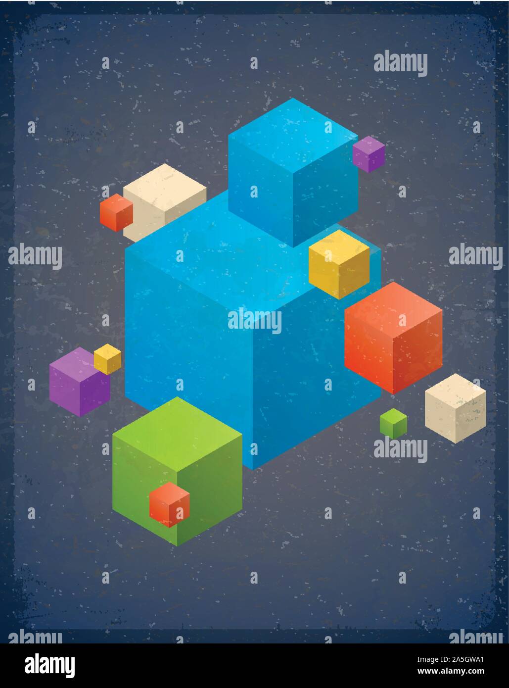 Aged card with vintage assorted cubes Stock Vector Image & Art - Alamy