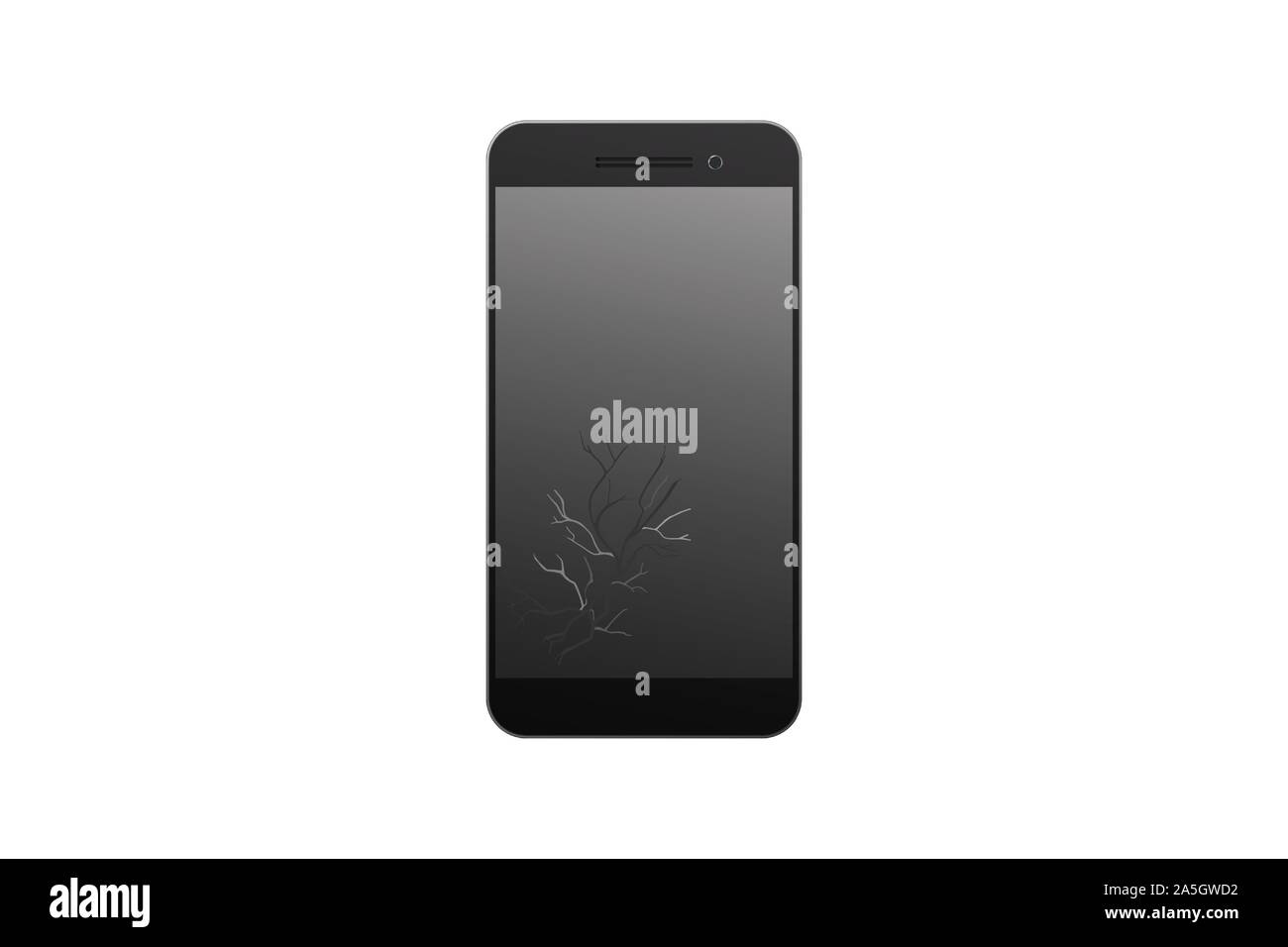 Mobile phone smashed. Vector illustration. The touch screen is broken ...