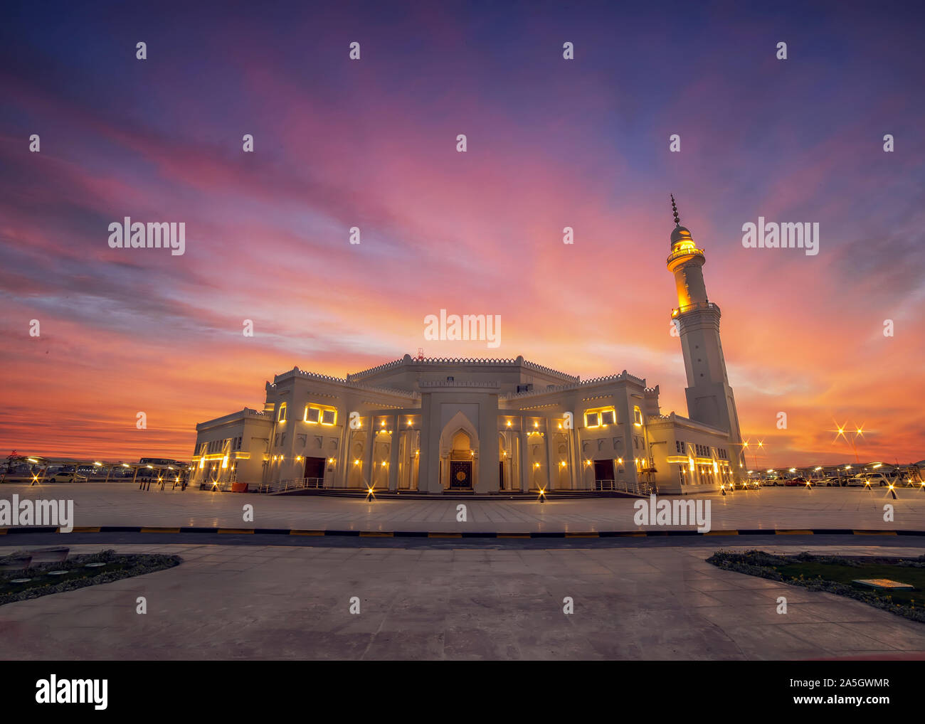 Wukair, Qatar Beautiful Wukair Grand Masjid at Sunset Time Stock Photo ...