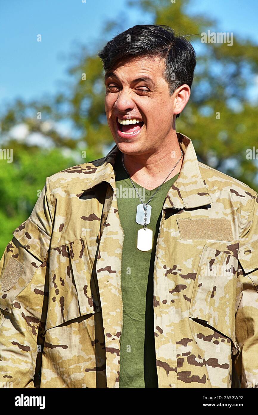 Good Looking Male Soldier Smiling Stock Photo - Alamy