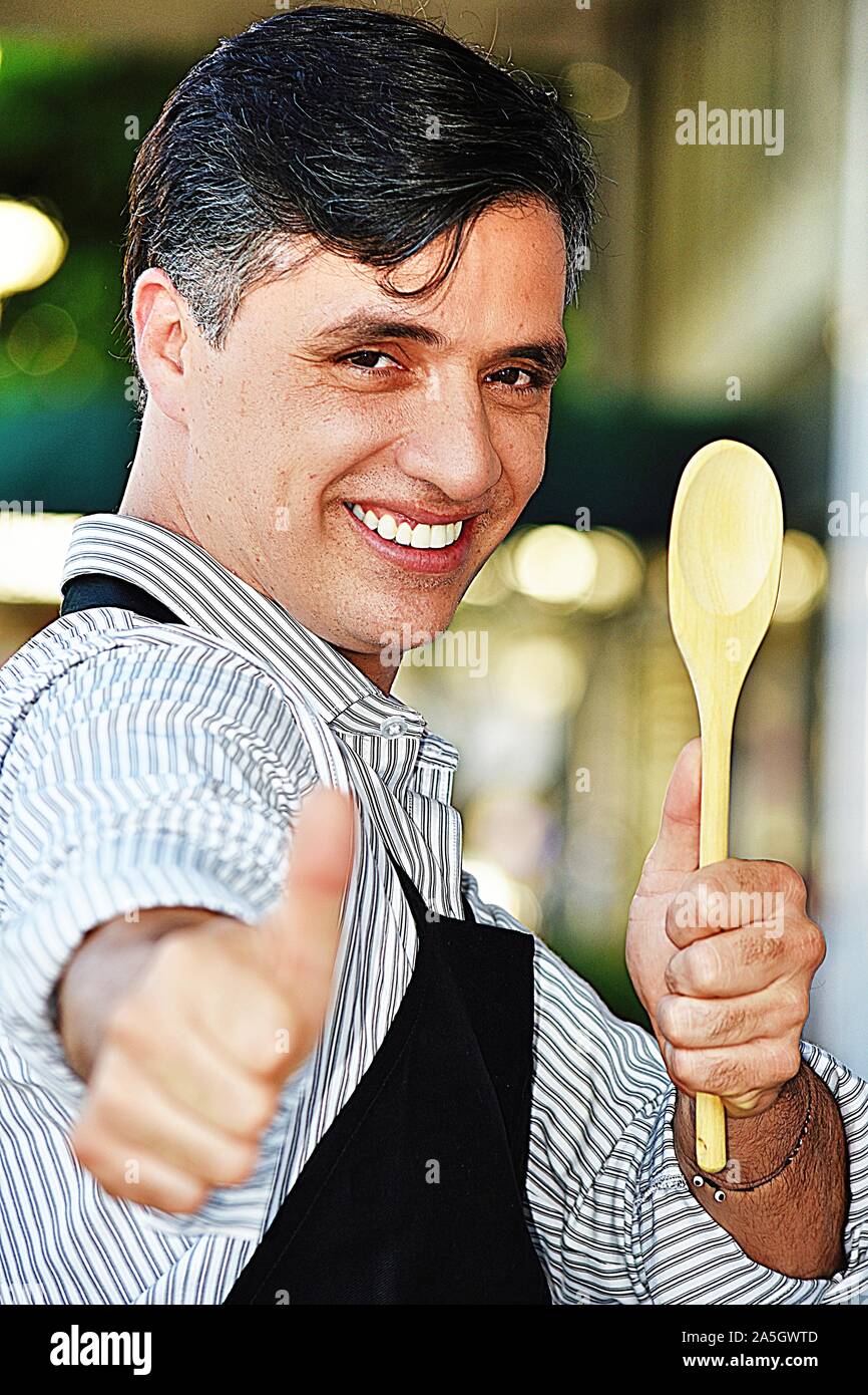 Happy Adult Male Chef Stock Photo - Alamy