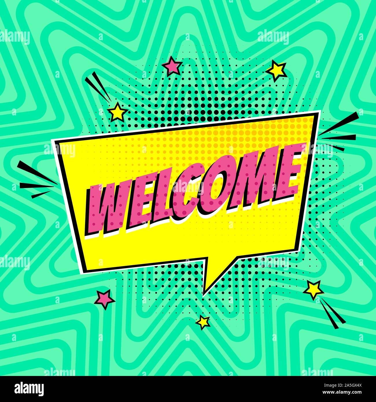 Comic lettering speech bubble for emotion with text Welcome comic style ...