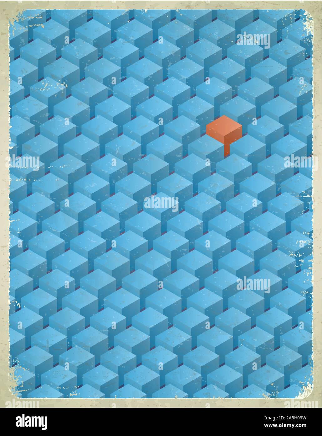 Aged card with cubes pattern Stock Vector Image & Art - Alamy