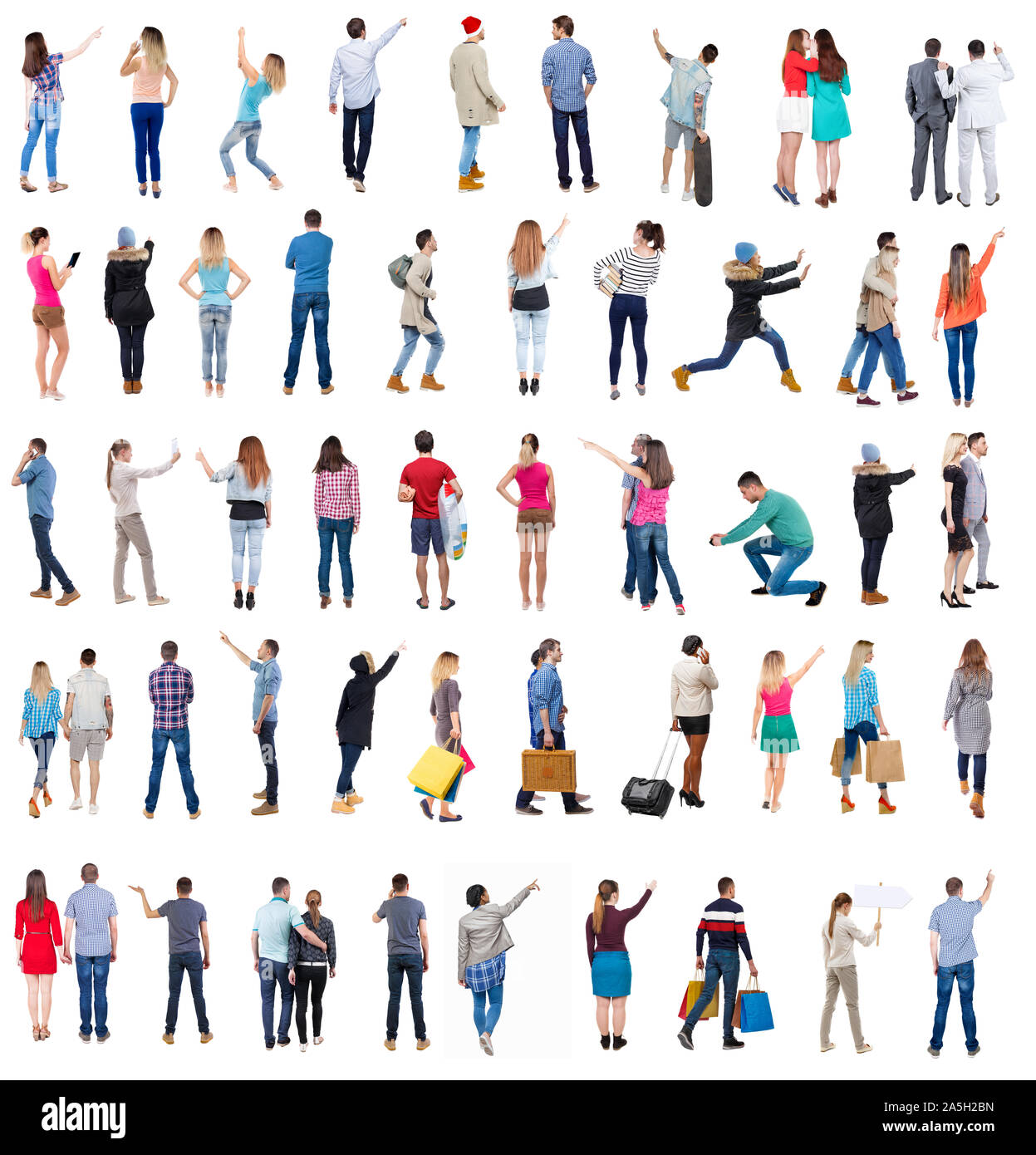 Collection " Back view people ". Rear view people set. backside view of ...