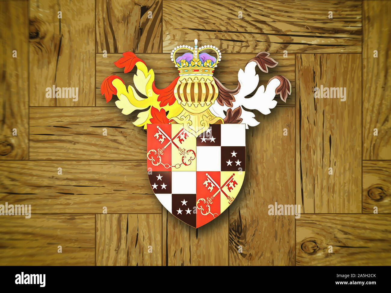 Washington family coat of arms, Family symbol on wooden background ...