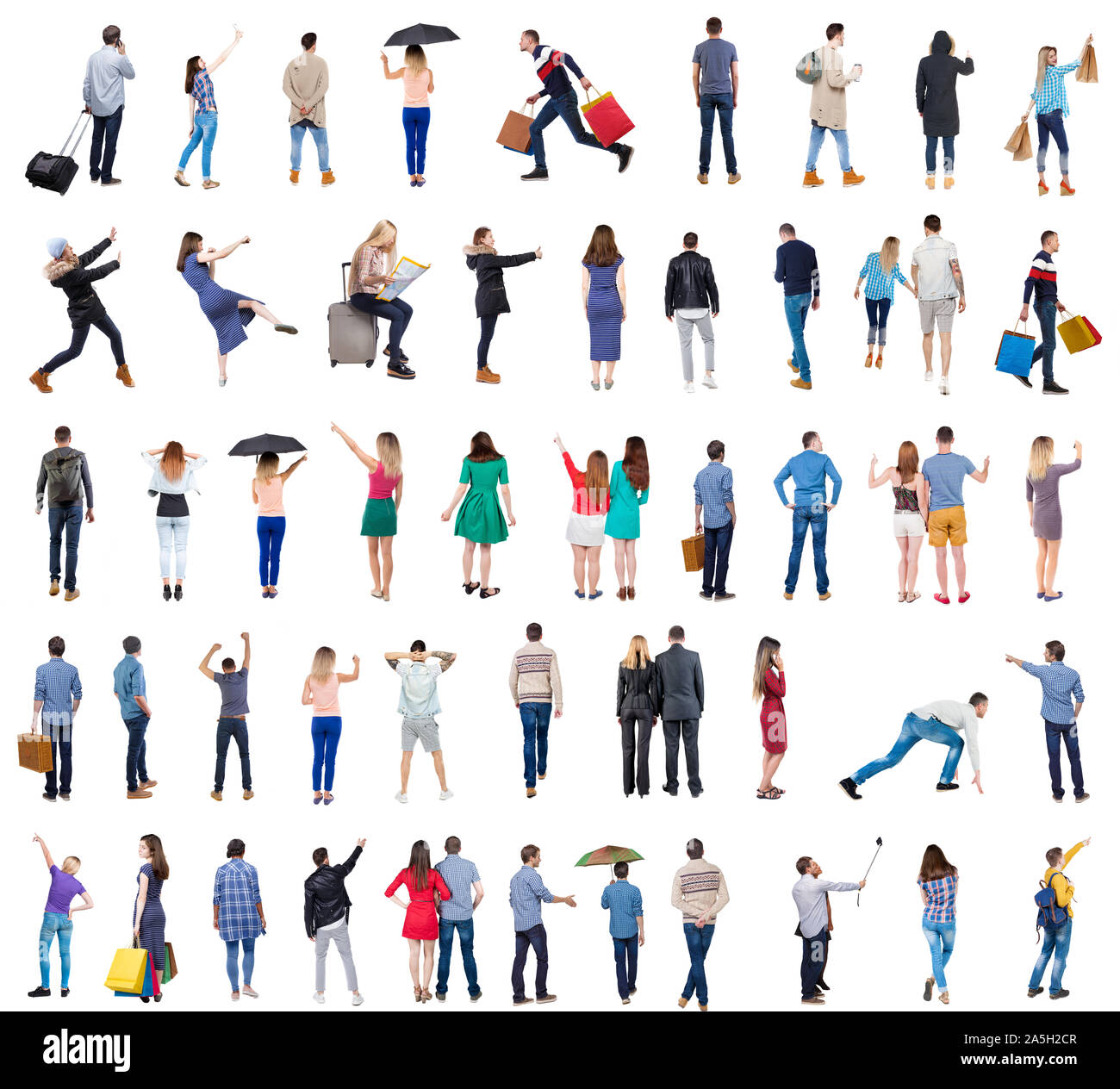 Collection " Back view people ". Rear view people set. backside view of ...