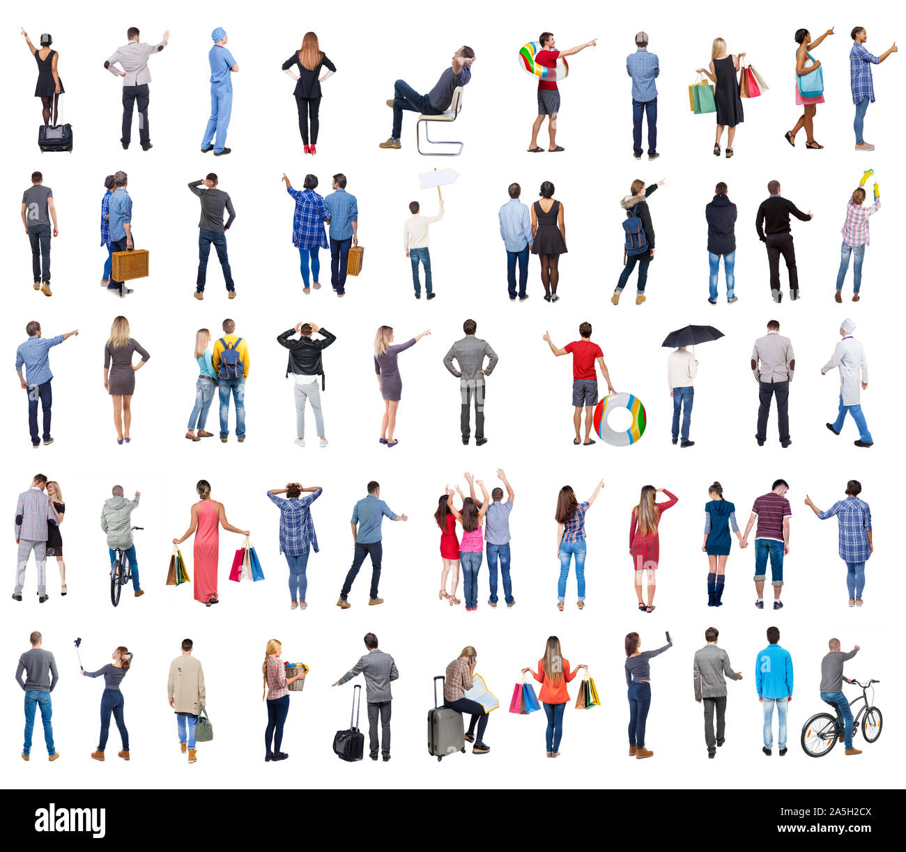 Collection " Back view people ". Rear view people set. backside view of ...