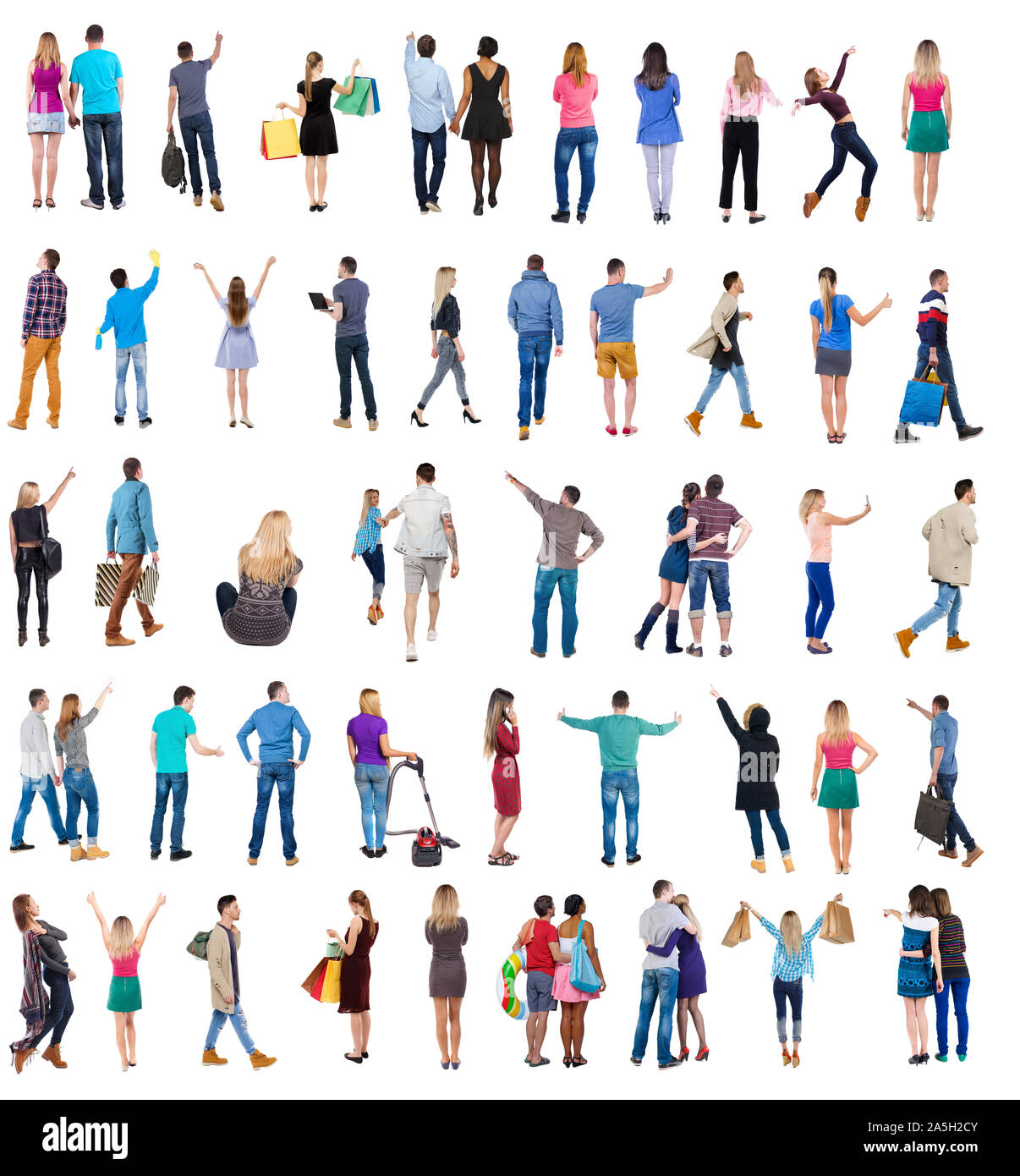 Collection " Back view people ". Rear view people set. backside view of ...