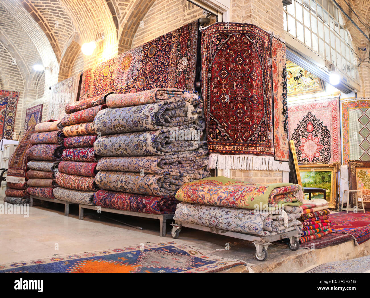 Traditional iranian carpets shop in old Vakil Bazaar, located in the ...