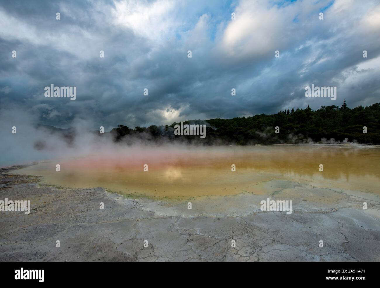 Steaming Champagne Pool, Hot Spring, Waiotapu Geothermal Wonderland ...