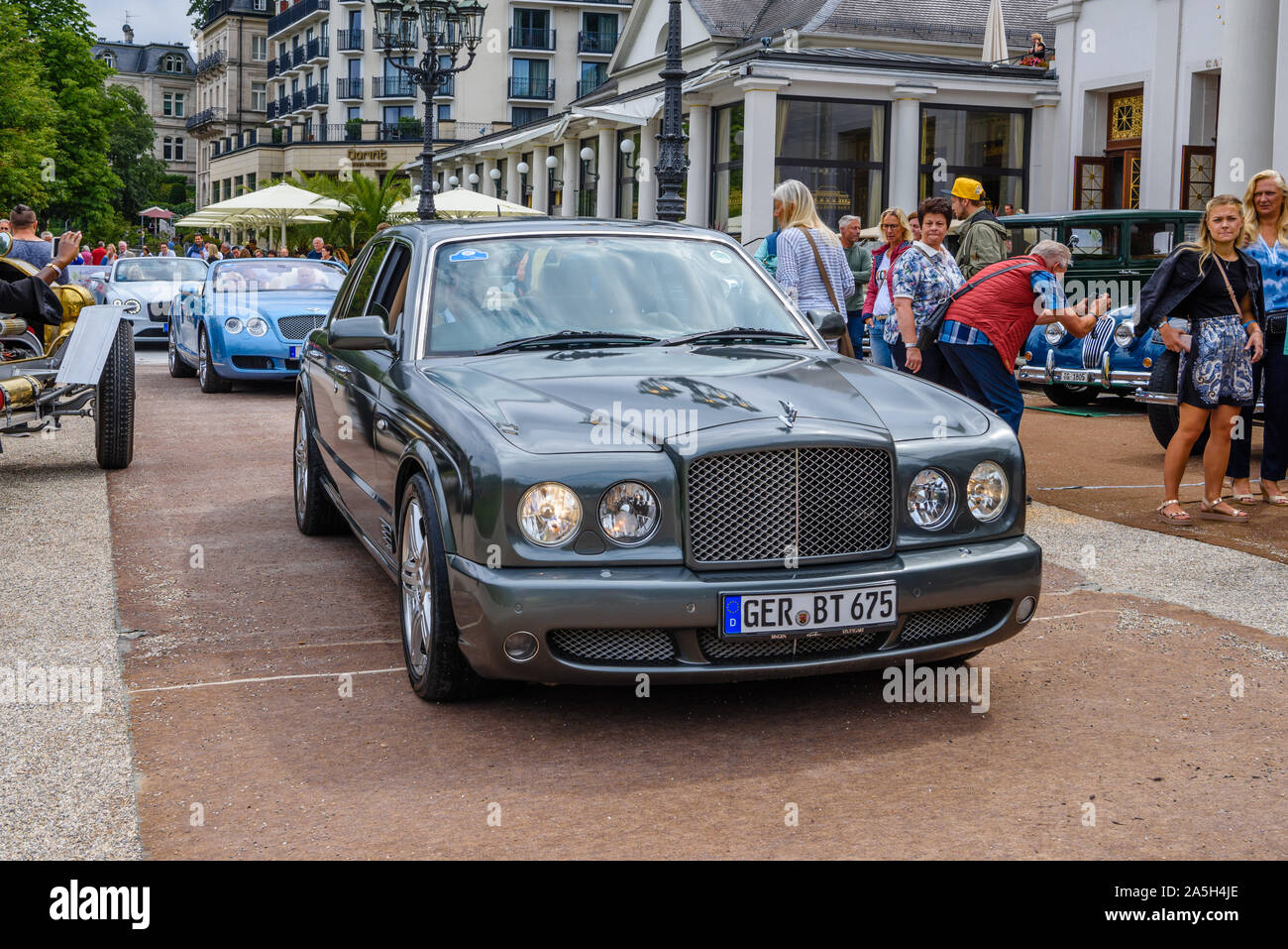 BADEN BADEN, GERMANY - JULY 2019: dark gray silver BENTLEY ARNAGE 2007 ...