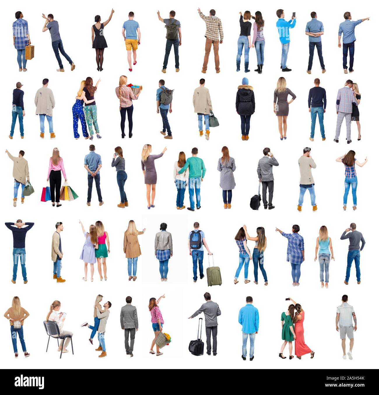 Collection " Back view people ". Rear view people set. backside view of ...