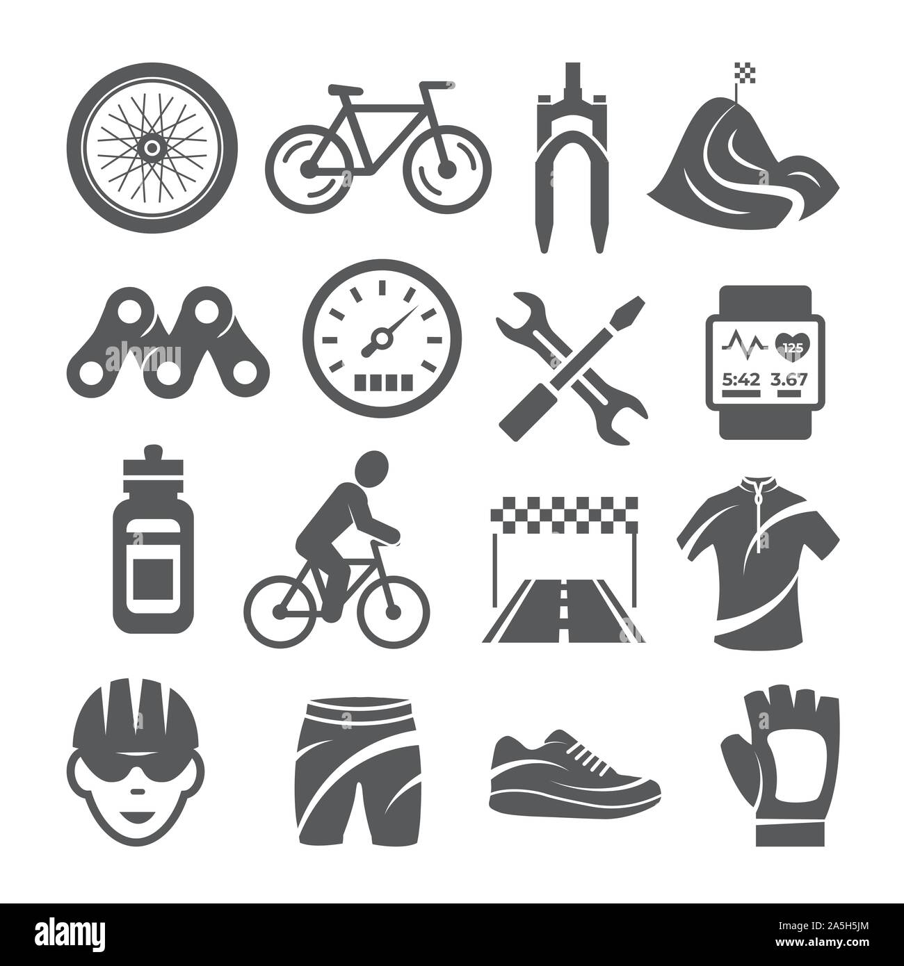 Biking icons set on white background Stock Vector Image & Art - Alamy
