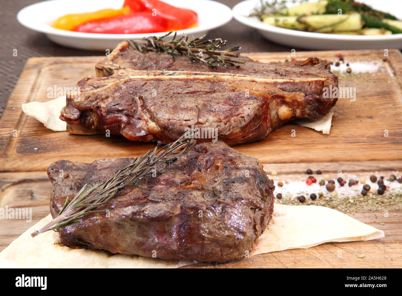 Delicious steak. Beef steak medium rare on vegetable cushion. Beef ...