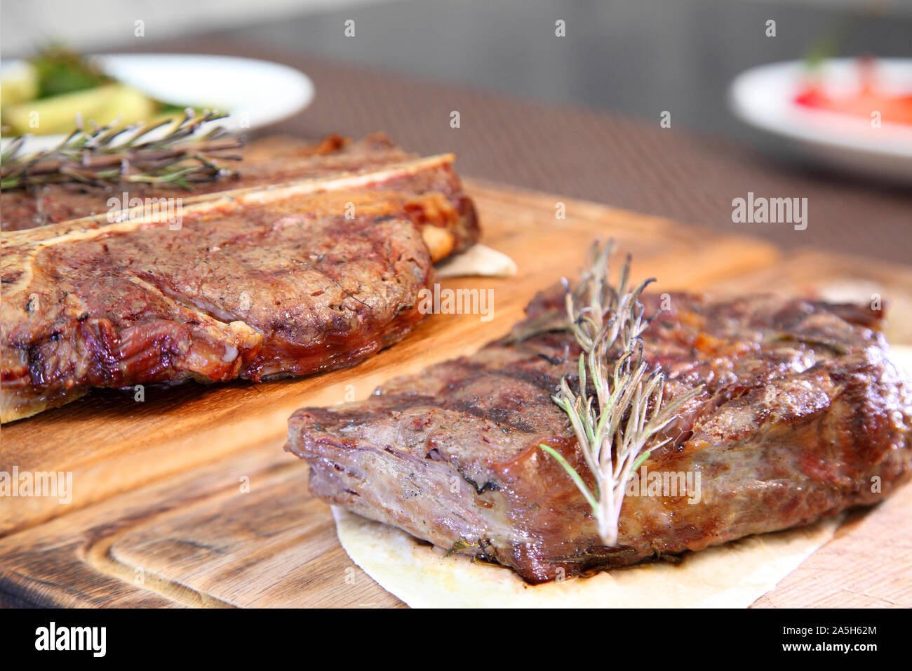 Delicious steak. Beef steak medium rare on vegetable cushion. Beef ...