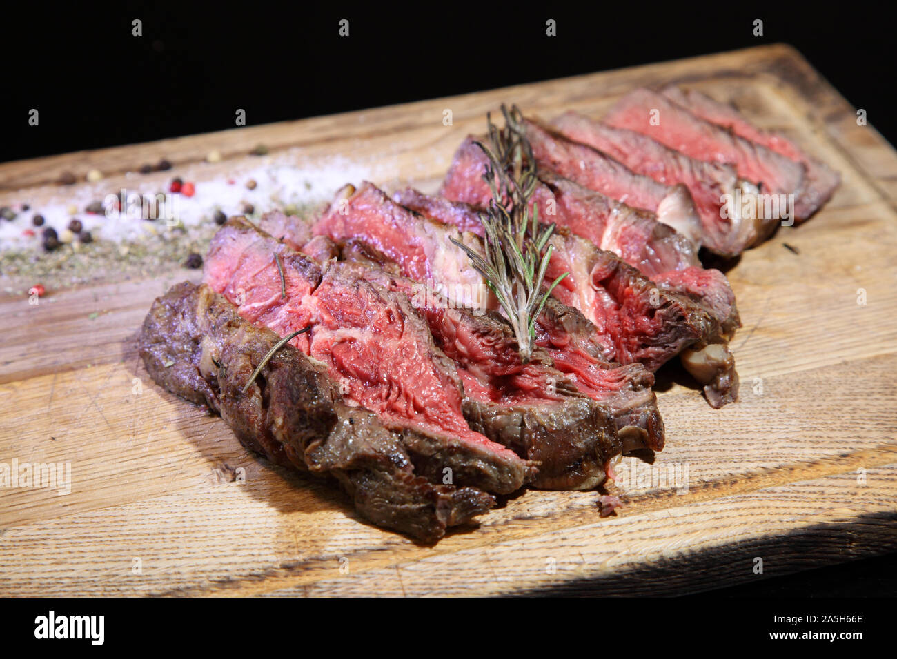 Delicious steak. Beef steak medium rare on vegetable cushion. Beef ...