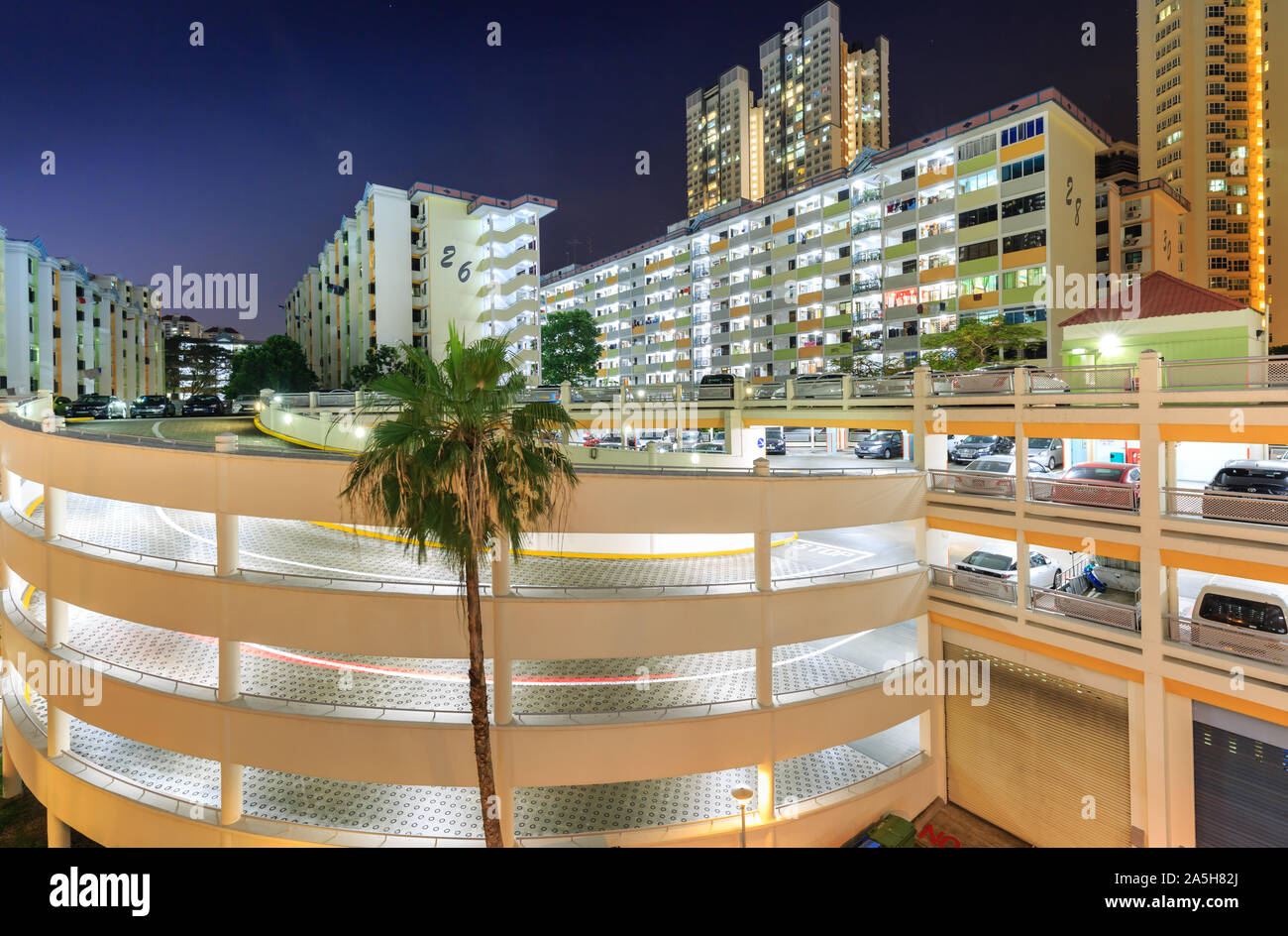 Singapore-05 MAY 2018:Singapore residential area multi carpark building ...