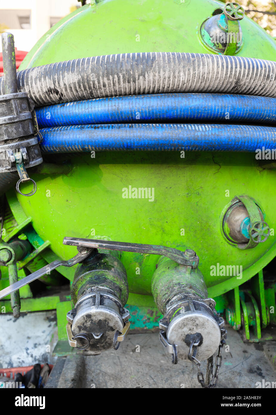 green color metal oil Tanker closeup view Stock Photo - Alamy