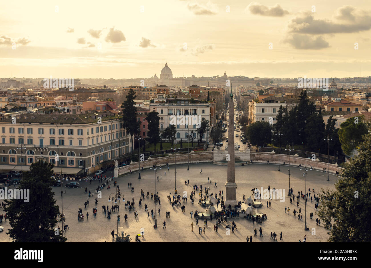 View of piazza del Popolo (Popolo square) in Rome and Santa Maria in ...