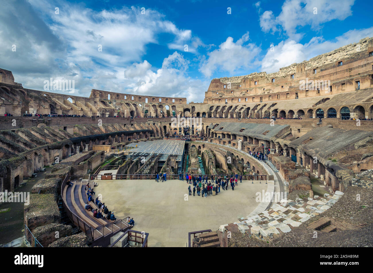 Interior view of the Colosseum (Coliseum) known as the Flavian ...