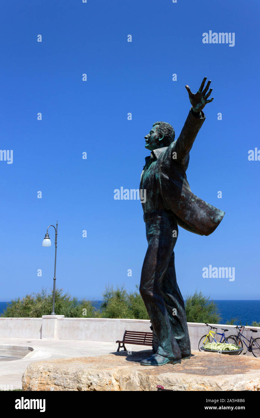 Italy, Apulia, Polignano a Mare, Domenico Modugno statue Stock Photo ...