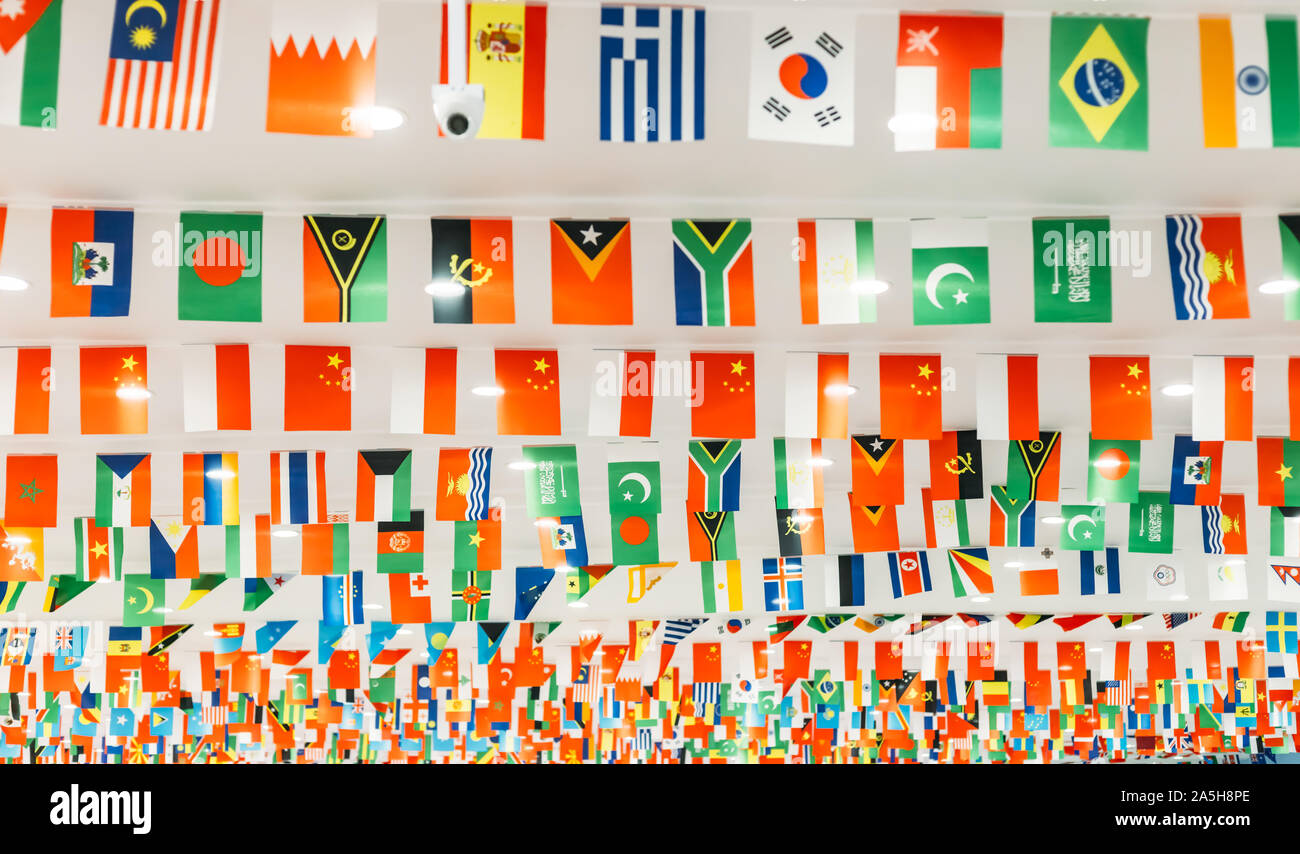 Flags hanging ceiling hi-res stock photography and images - Alamy