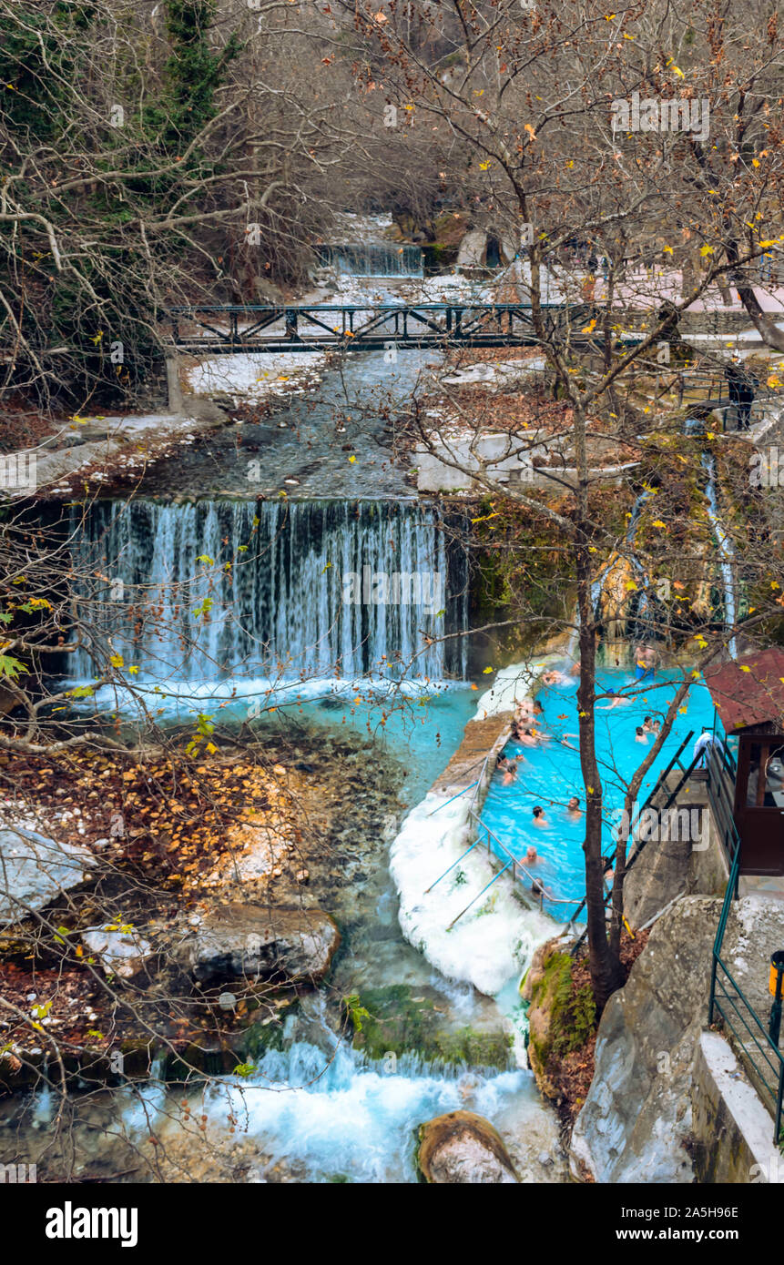 Thermal baths and hot springs in Loutra Pozar near Loutraki.Pella ...