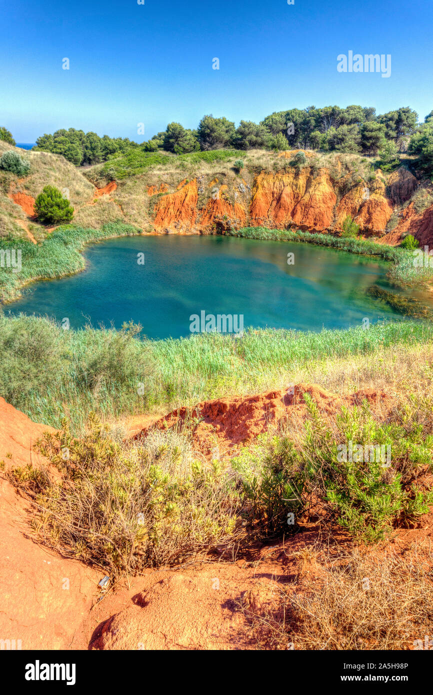 Italy, Apulia, Otranto, old bauxite quarry, lake Stock Photo - Alamy