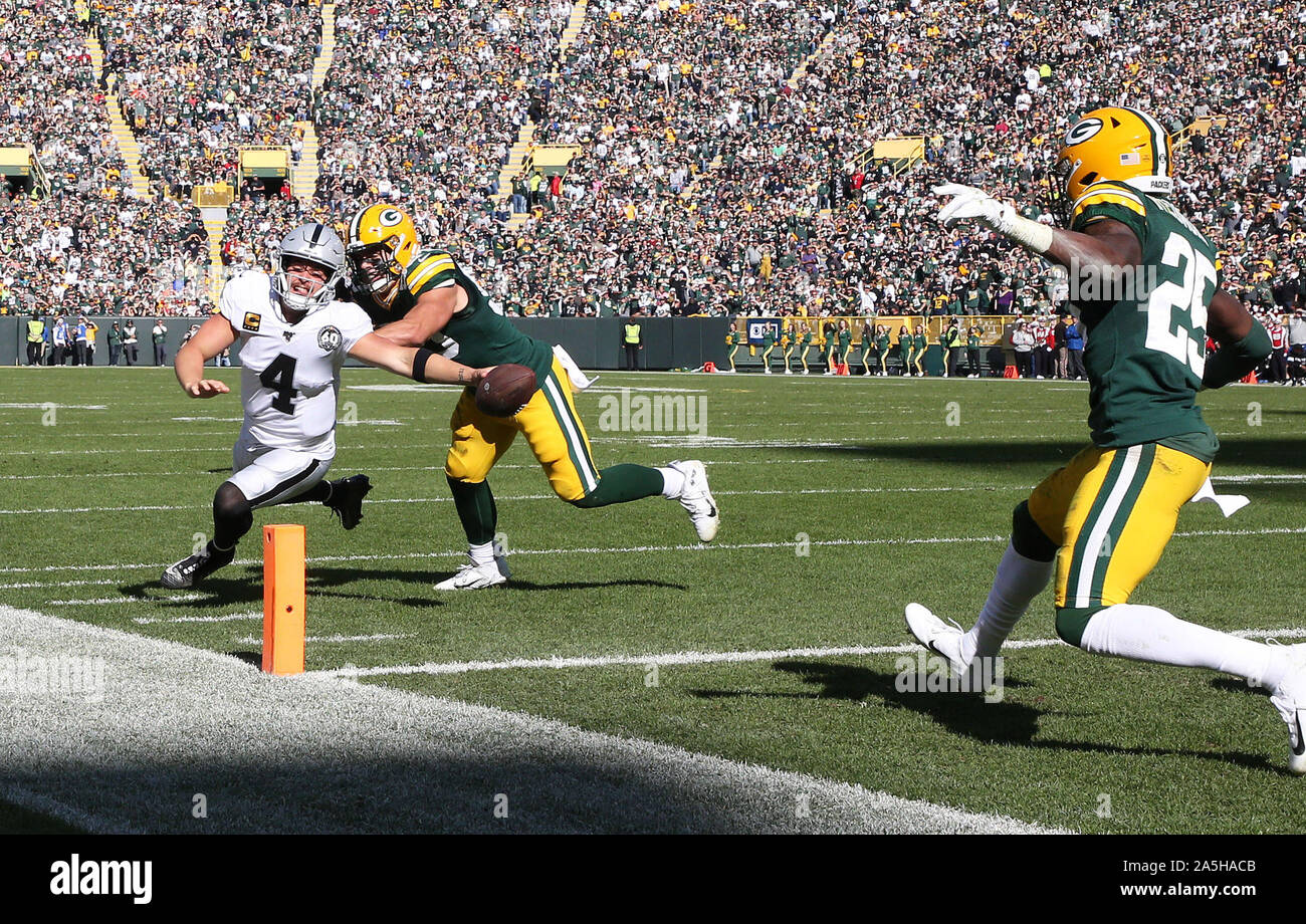 Green Bay, United States. 20th Oct, 2019. Oakland Raiders quarterback ...