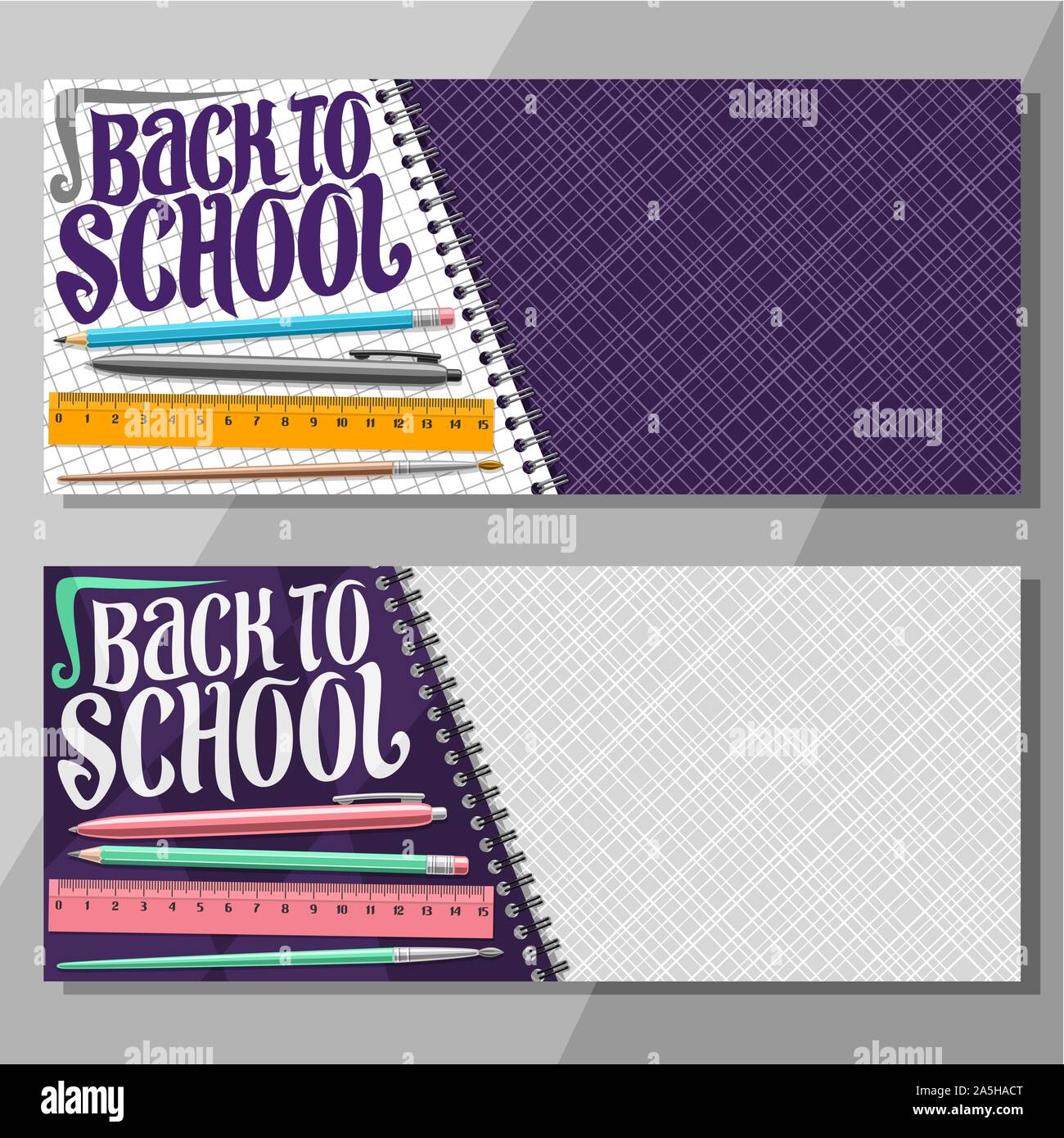 Vector banners for School with copy space, layouts leaflet with set of ...